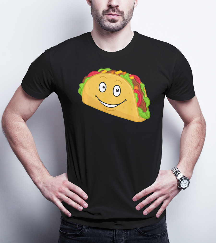 Happy Taco Snack Emoticon Face T-Shirt