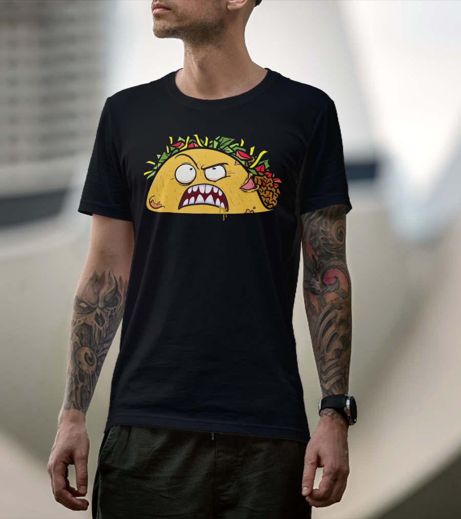 Funny Scary Zombie Tacos Face T-Shirt