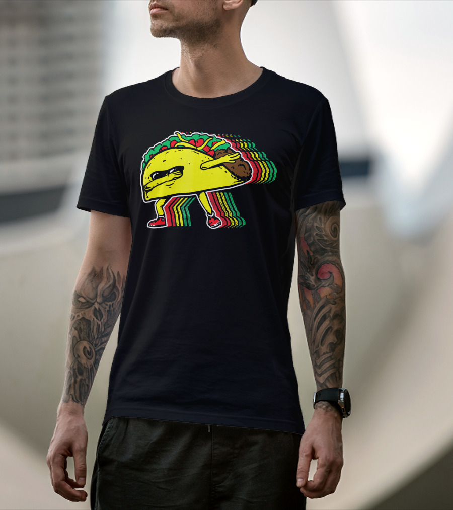 Dabbing Taco With Retro Multicolor Vibe T-Shirt