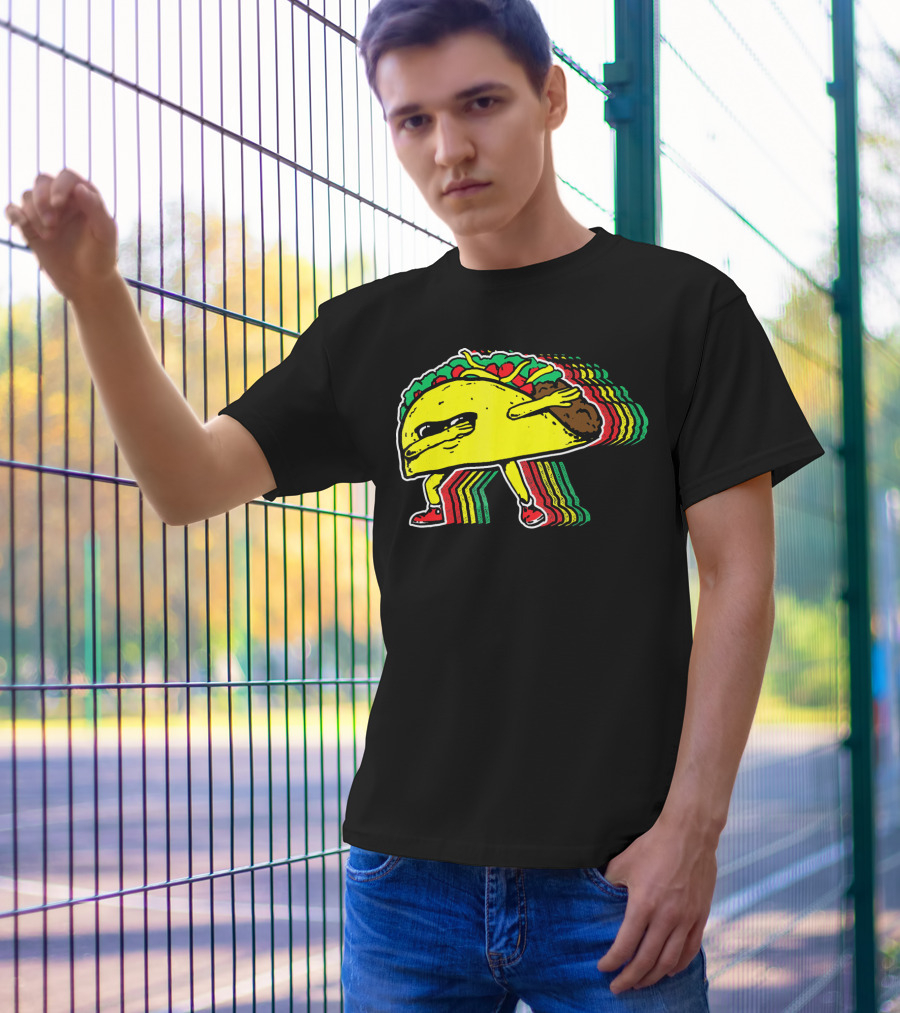 Dabbing Taco With Retro Multicolor Vibe T-Shirt