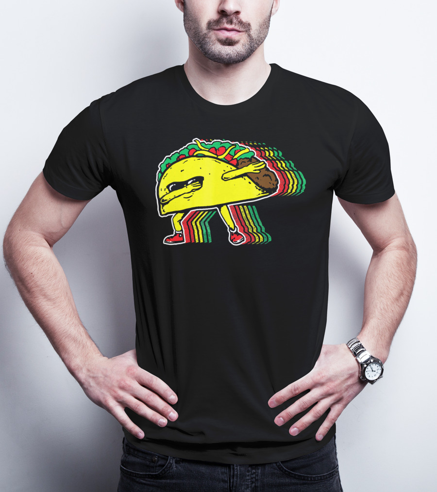 Dabbing Taco With Retro Multicolor Vibe T-Shirt