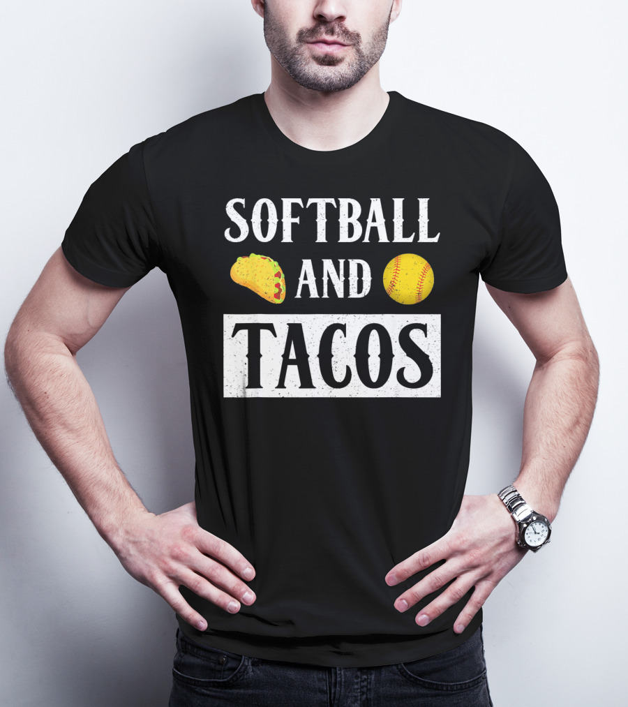 Softball And Tacos With Taco And Softball Icons T-Shirt