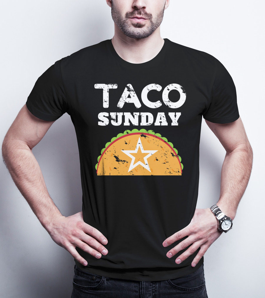 Taco Sunday With Star Inside Crunchy Shell Ribbed Edge T-Shirt
