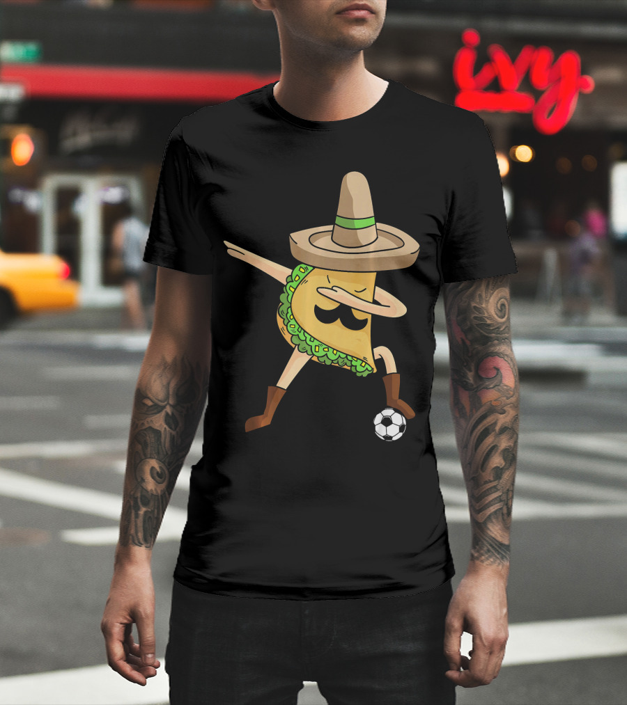 Mexico Dabbing Soccer Taco Cool Sombrero Boots T-Shirt