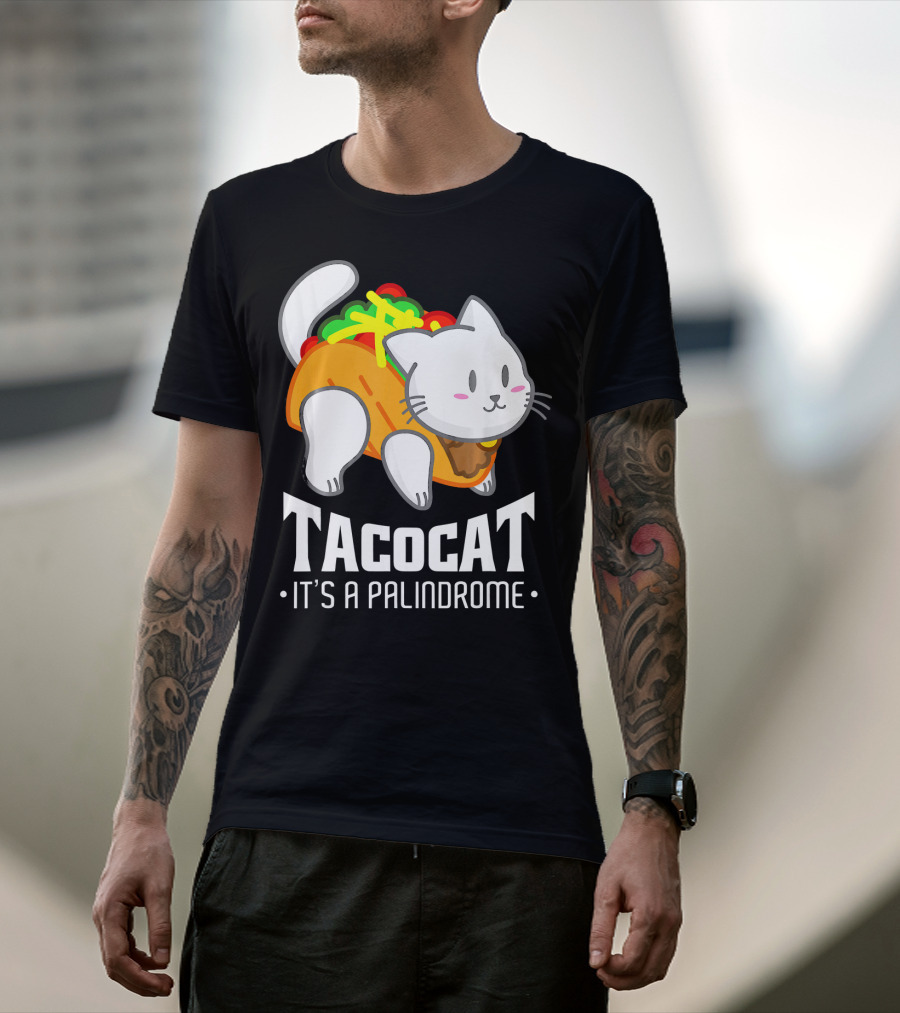 Tacocat It's A Palindrome Cute Funny Taco Cat Lover T-Shirt