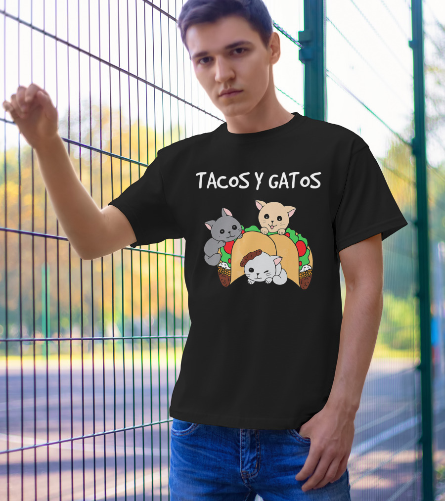 Tacos Y Gatos Cute Funny Cats In Tacos T-Shirt
