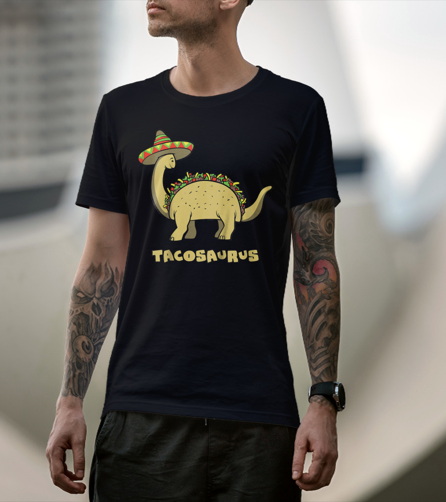 Kids Funny Tacosaurus Dinosaur With Sombrero Hat T-Shirt
