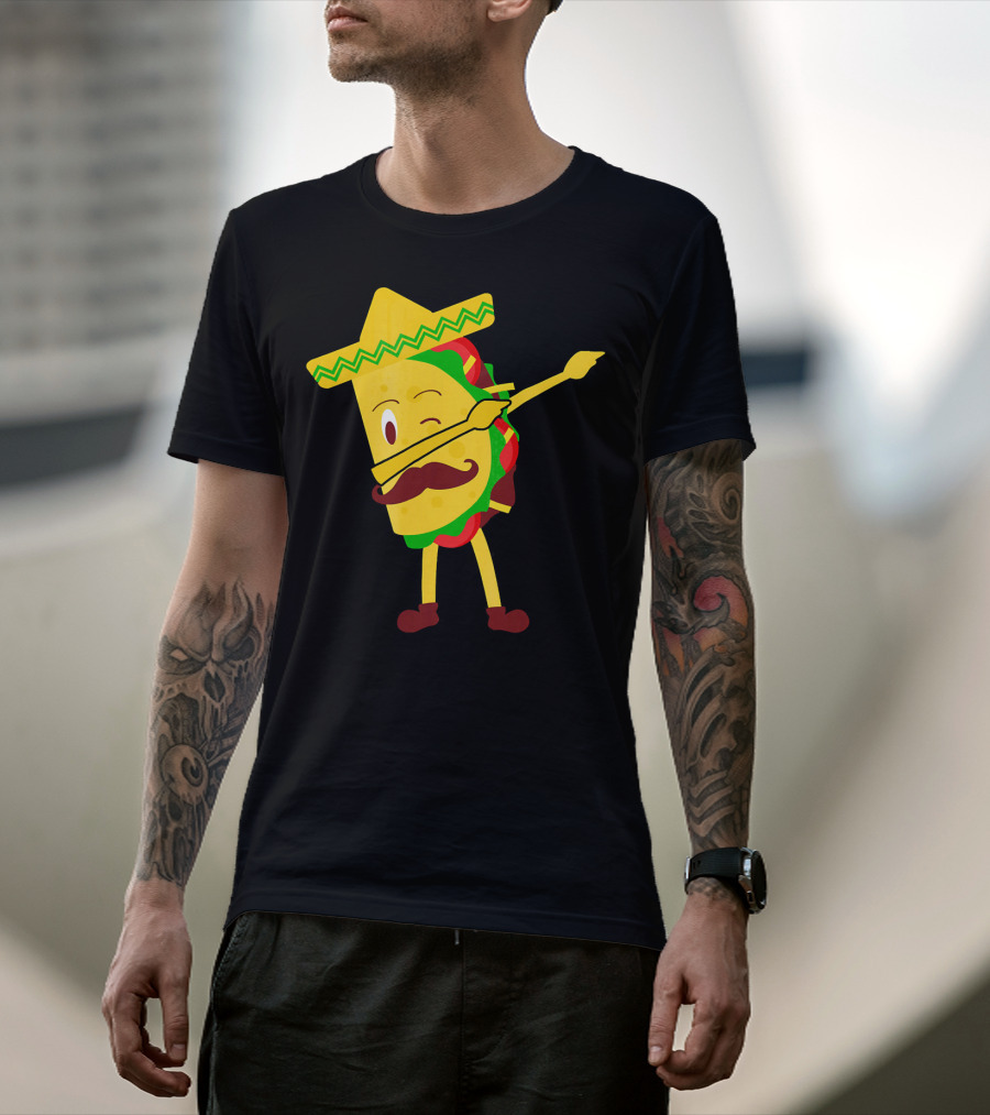 Taco Taco Lover Dabbing Sombrero Mustache T-Shirt