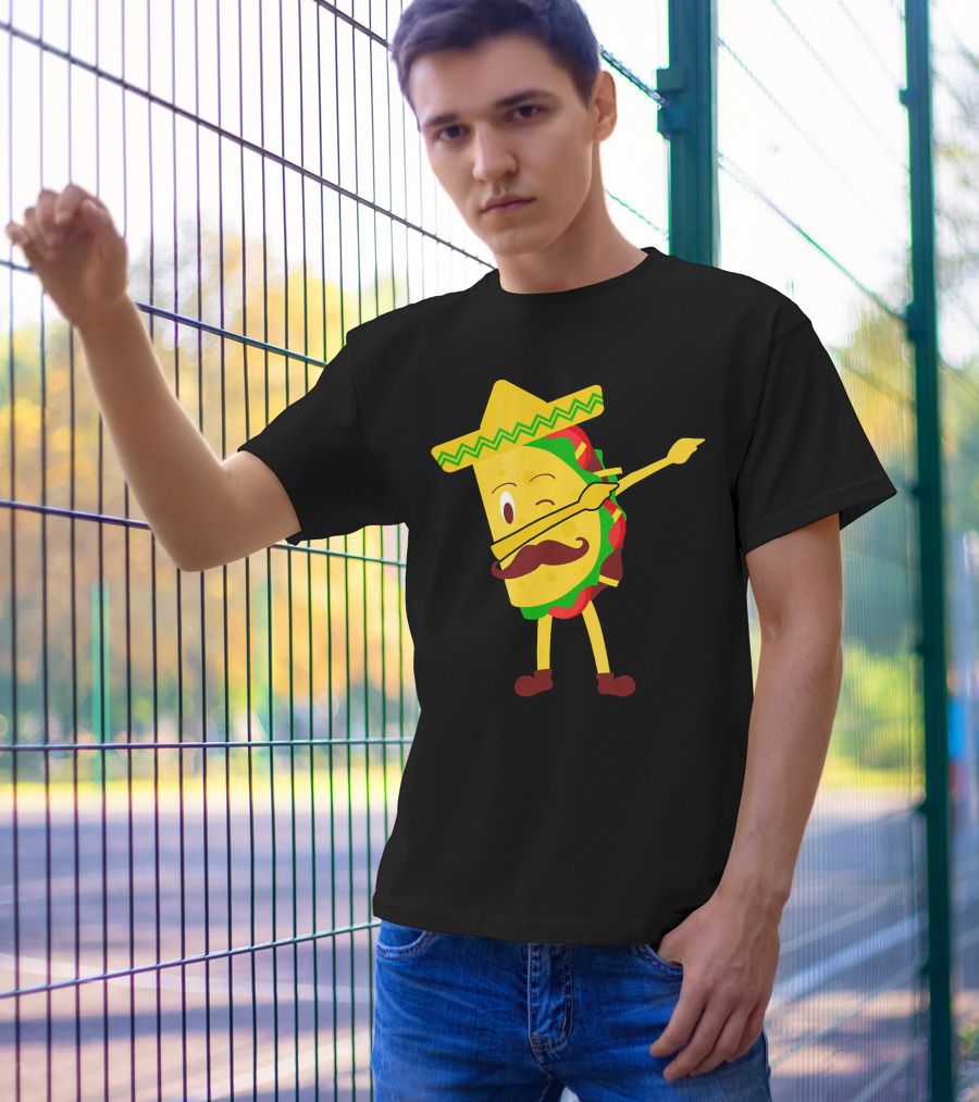 Taco Taco Lover Dabbing Sombrero Mustache T-Shirt