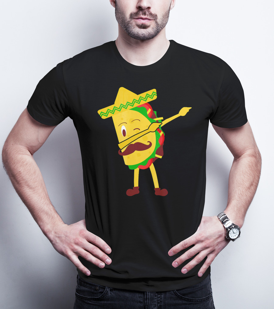 Taco Taco Lover Dabbing Sombrero Mustache T-Shirt