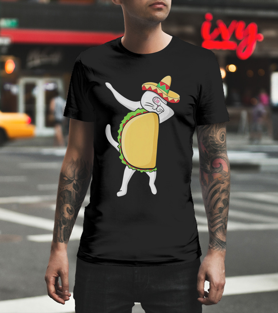 Dabbing Taco Cat Tacocat Cinco De Mayo Sombrero Fiesta T-Shirt