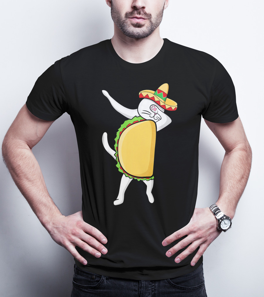 Dabbing Taco Cat Tacocat Cinco De Mayo Sombrero Fiesta T-Shirt