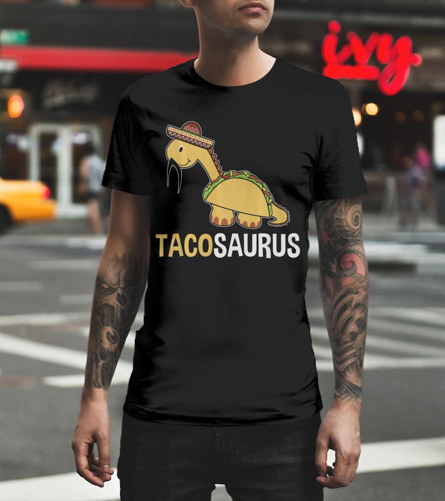Tacosaurus Dinosaur Wearing Sombrero T-Shirt