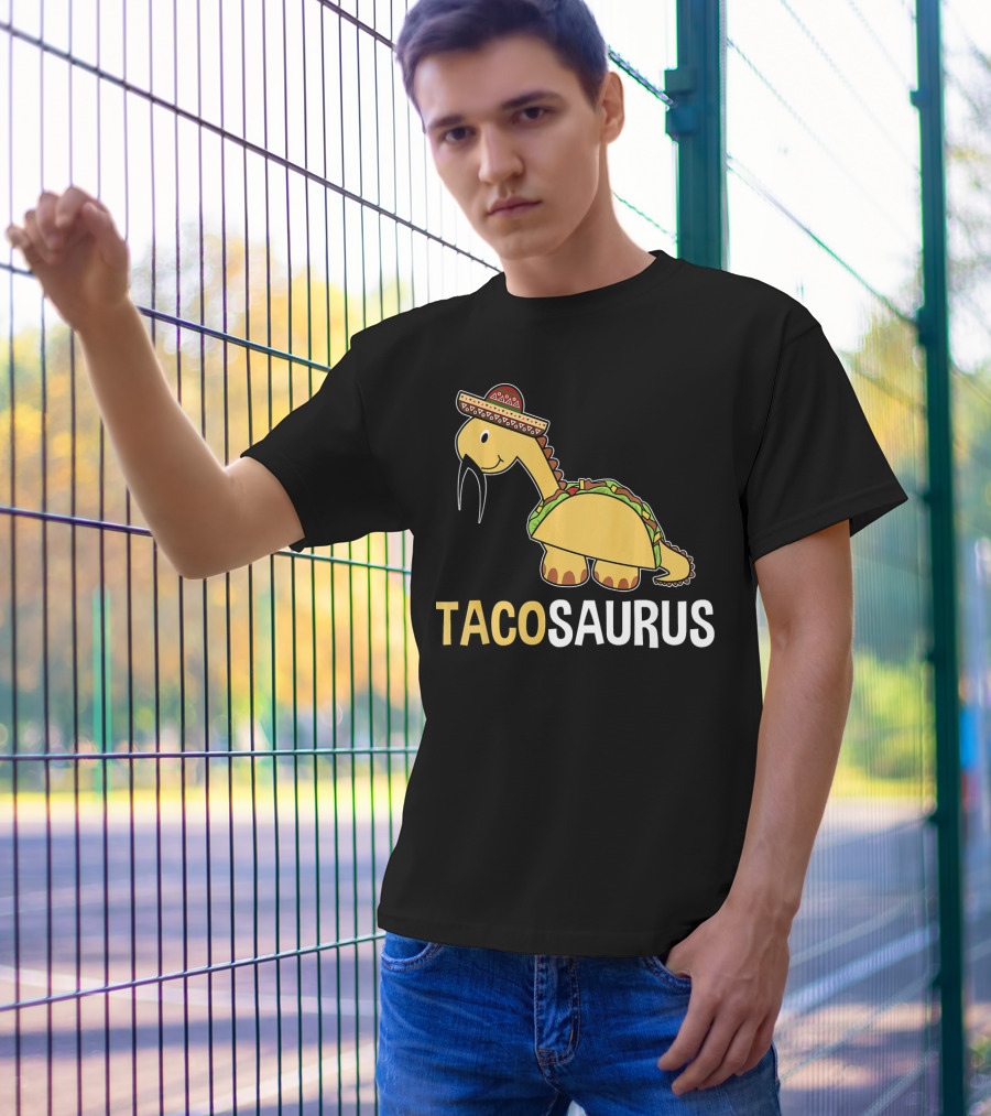 Tacosaurus Dinosaur Wearing Sombrero T-Shirt