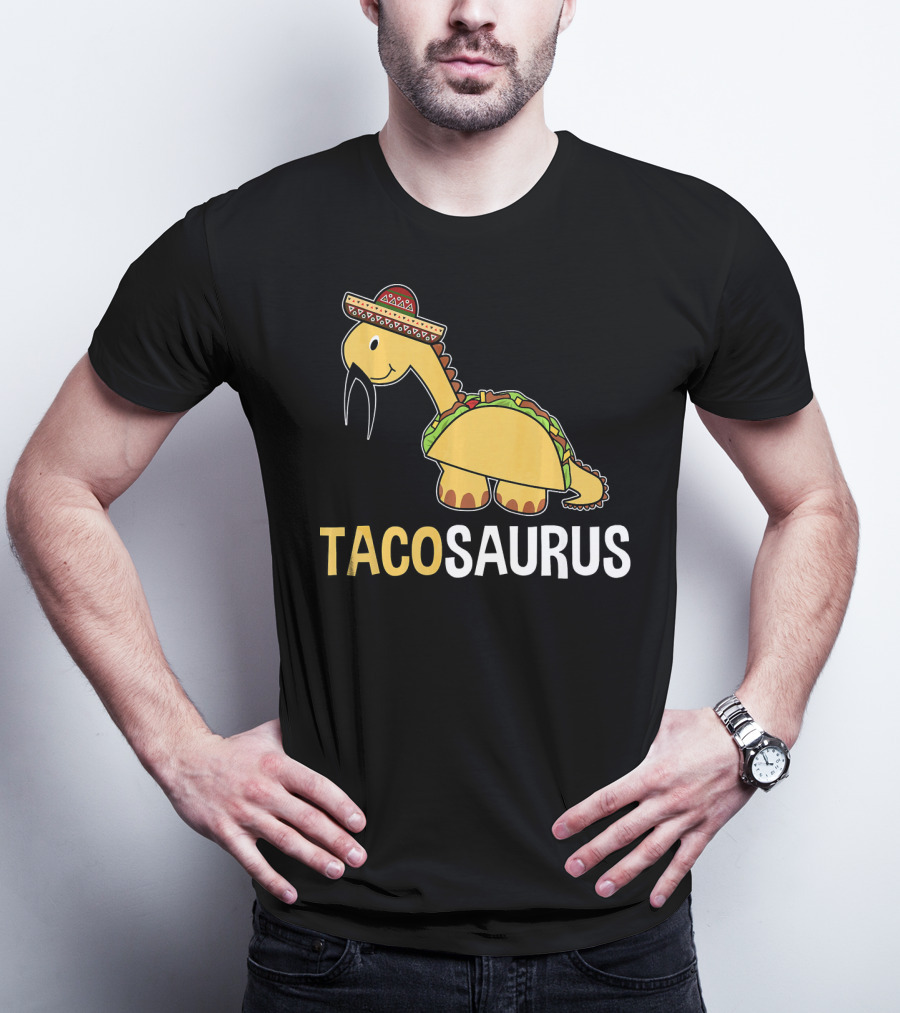 Tacosaurus Dinosaur Wearing Sombrero T-Shirt