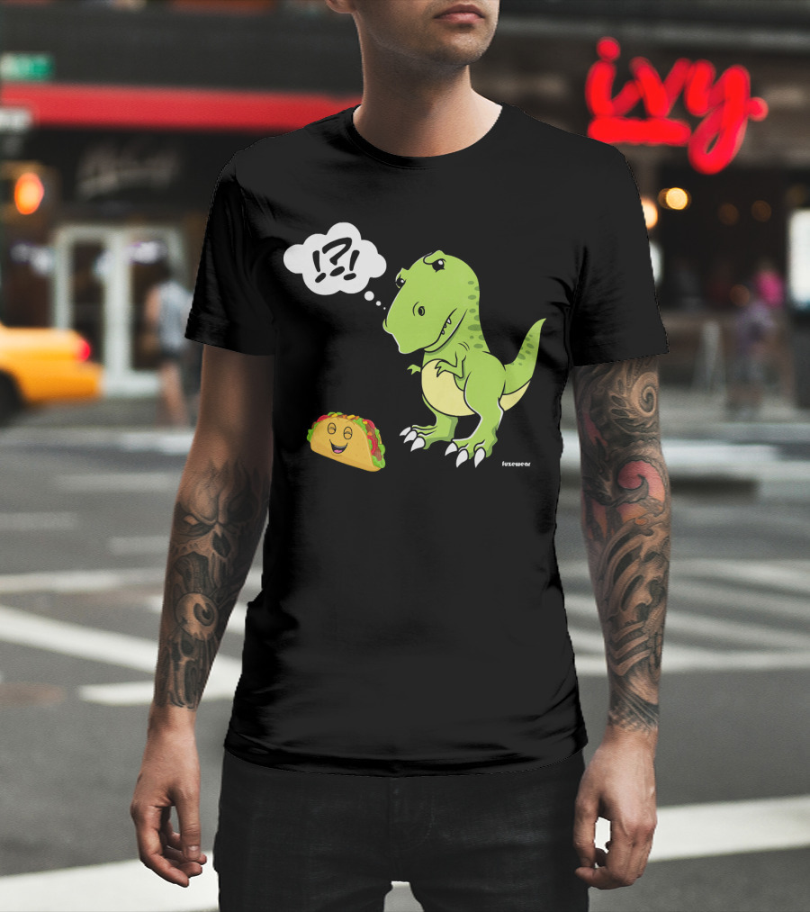TRex Confused By Happy Taco Funny Sad Dino T-Shirt