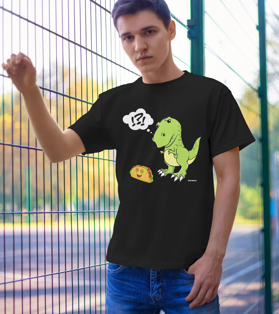 TRex Confused By Happy Taco Funny Sad Dino T-Shirt