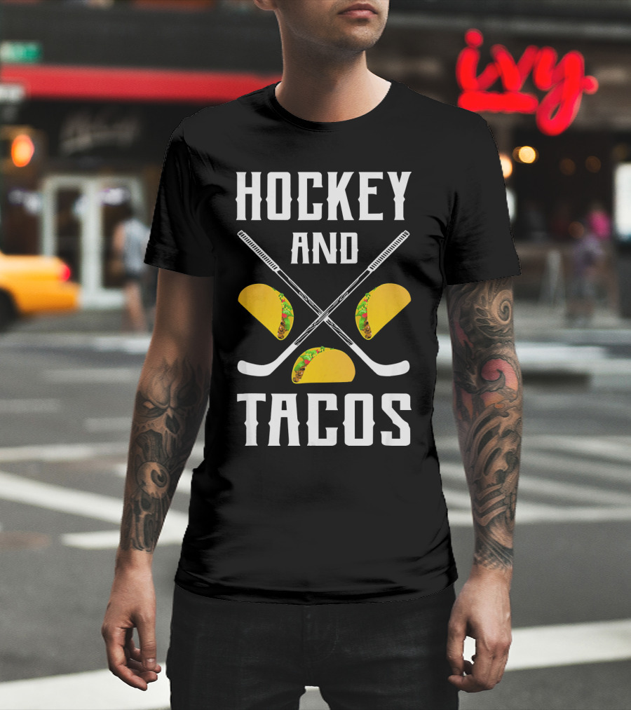 Hockey And Tacos Crossed Sticks And Tacos T-Shirt