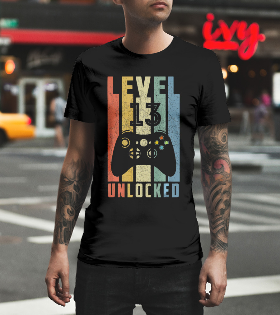 Level 13 Unlocked Video Game Controller Vintage T-Shirt