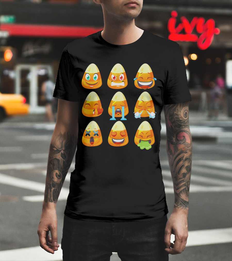 Candy Corn Emoticons Love Faces Expressions T-Shirt