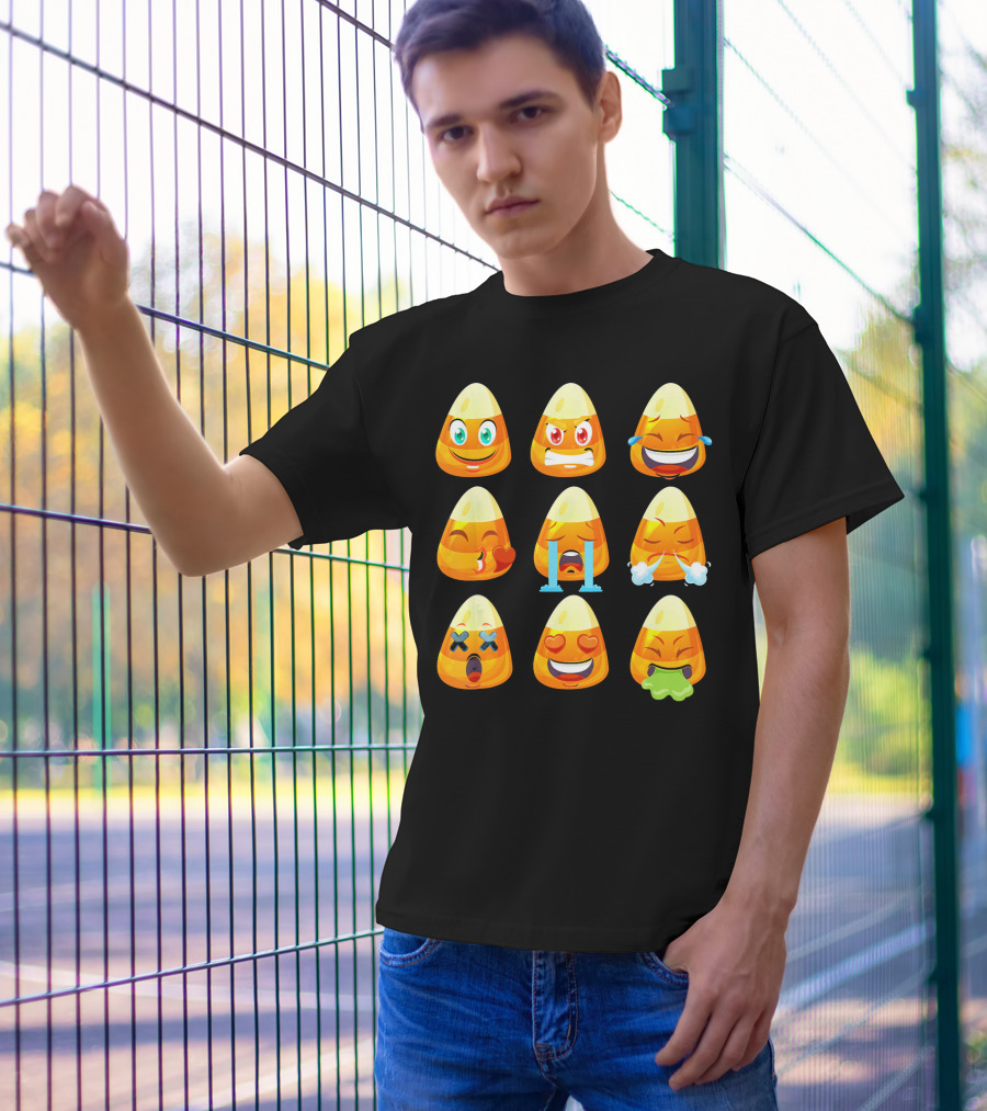 Candy Corn Emoticons Love Faces Expressions T-Shirt