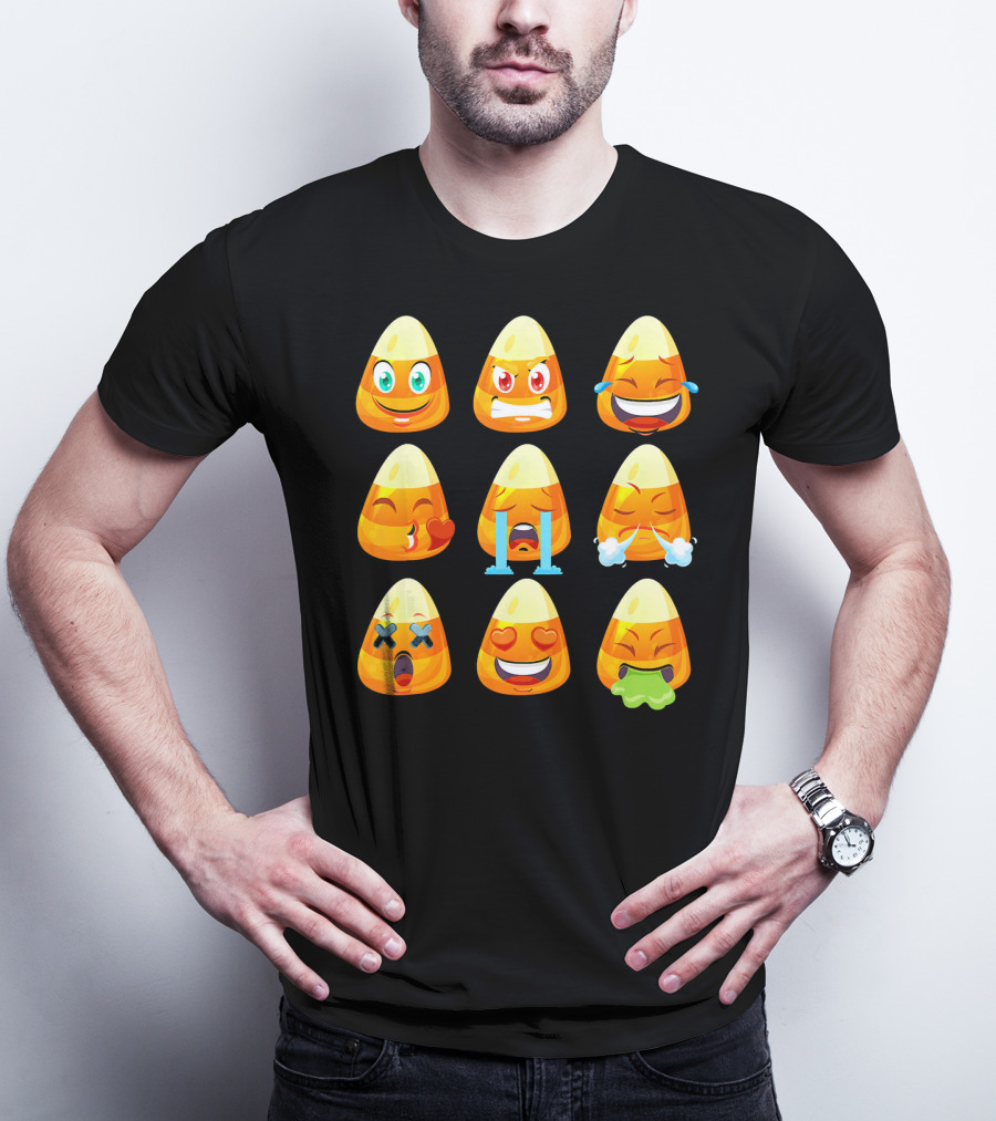 Candy Corn Emoticons Love Faces Expressions T-Shirt