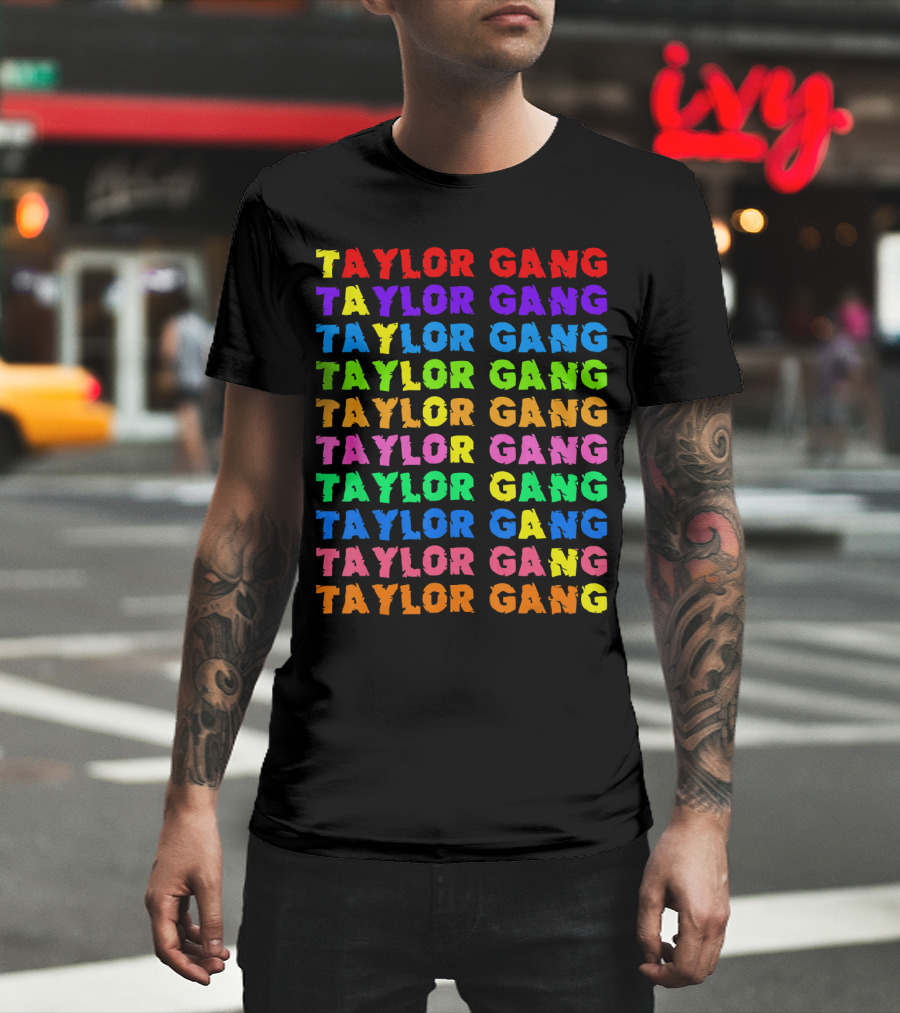 Taylor Gang Colorful Rainbow Typography T-Shirt