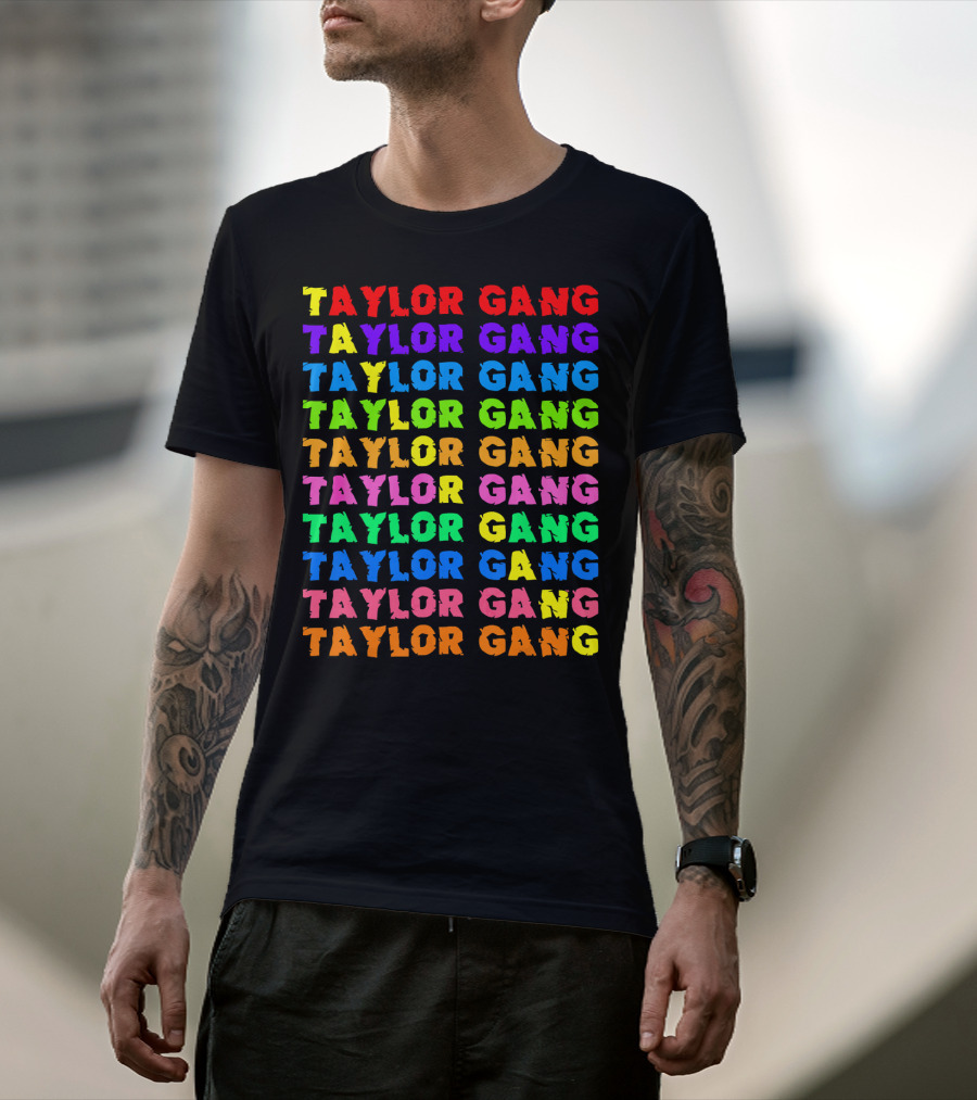 Taylor Gang Colorful Rainbow Typography T-Shirt
