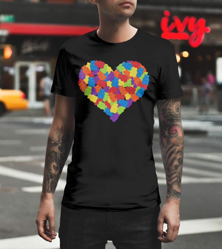 Multicolored Gummy Bears Heart Candy Chewing Bears T-Shirt