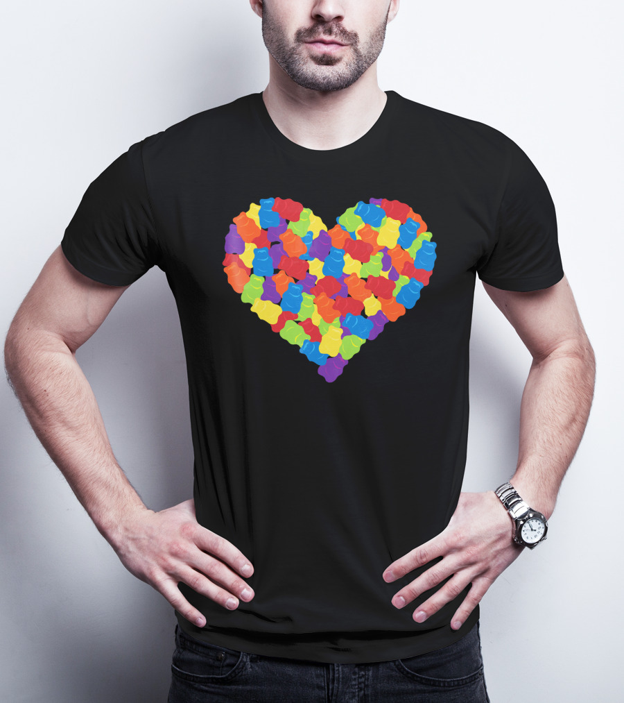 Multicolored Gummy Bears Heart Candy Chewing Bears T-Shirt