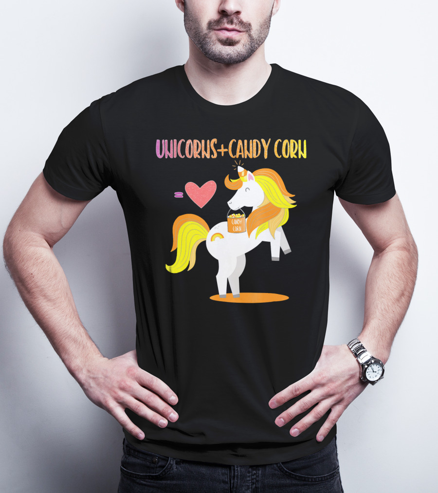 Unicorns Candy Corn Heart Equation T-Shirt