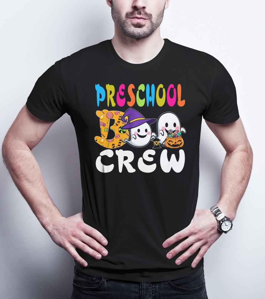 Preschool Boo Crew Halloween Ghosts Candy Wizard Hat T-Shirt