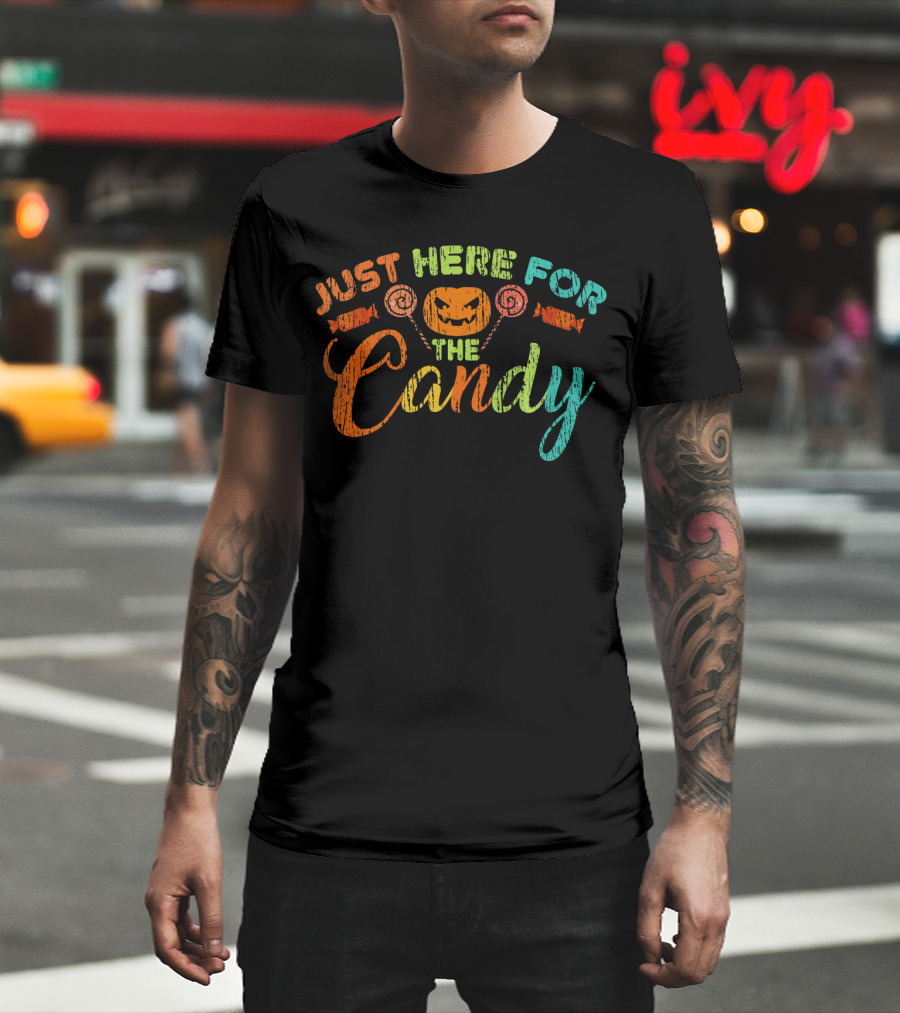 Just Here For The Candy Halloween Jack-O'-Lantern Lollipops T-Shirt