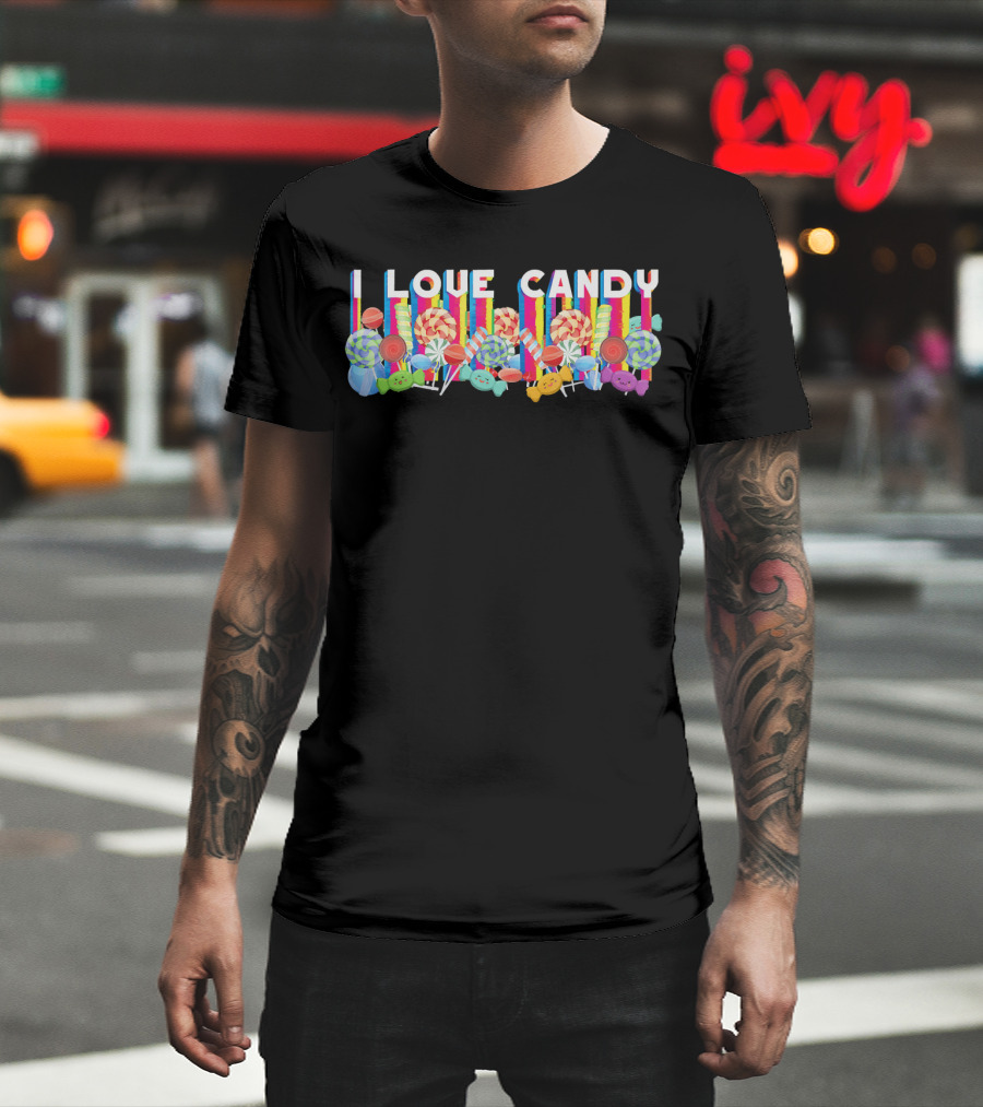 I Love Candy Halloween Rainbow Colors Lollipops And Sweets T-Shirt