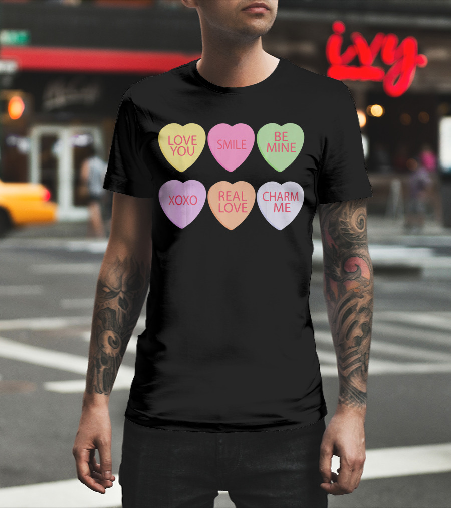 Valentines Sweetheart Cute Heart Love You Smile Be Mine XOXO Real Love Charm Me T-Shirt