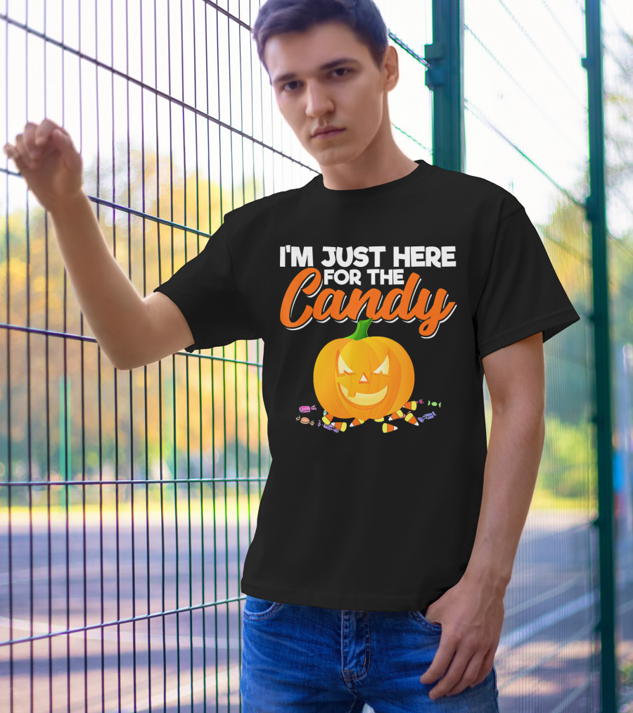 I'm Just Here For The Candy Pumpkin Halloween Candy Corn T-Shirt