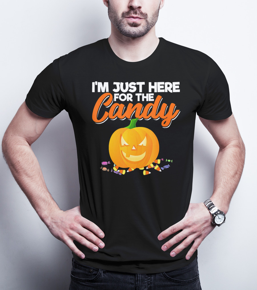I'm Just Here For The Candy Pumpkin Halloween Candy Corn T-Shirt