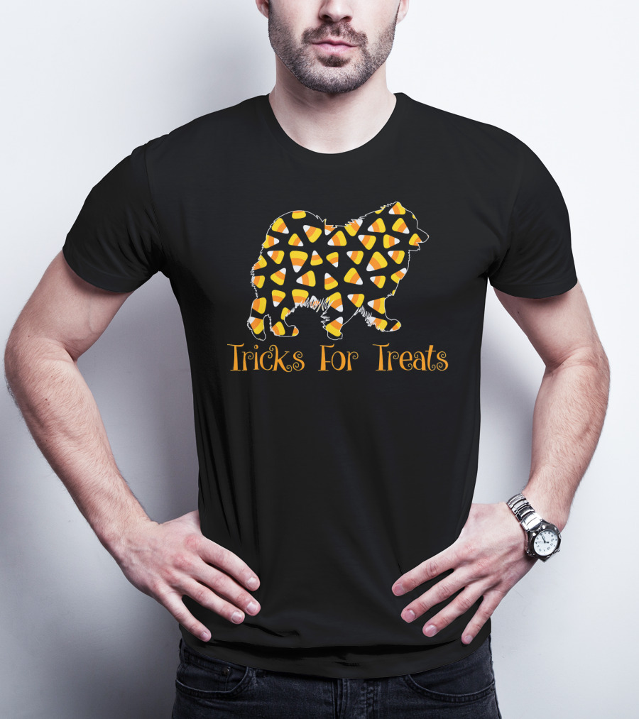 Tricks For Treats Candy Corn Samoyed Halloween T-Shirt