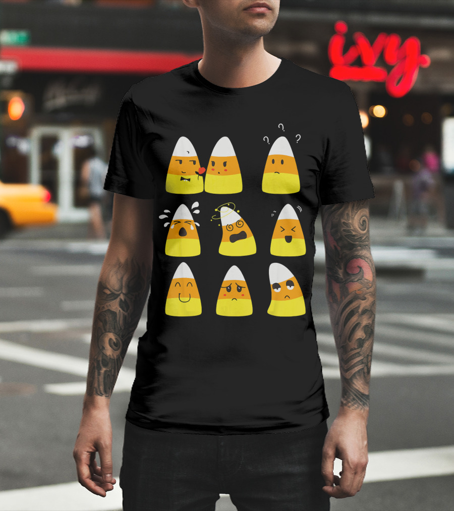 Candy Corn Emoticons Expressive Faces T-Shirt