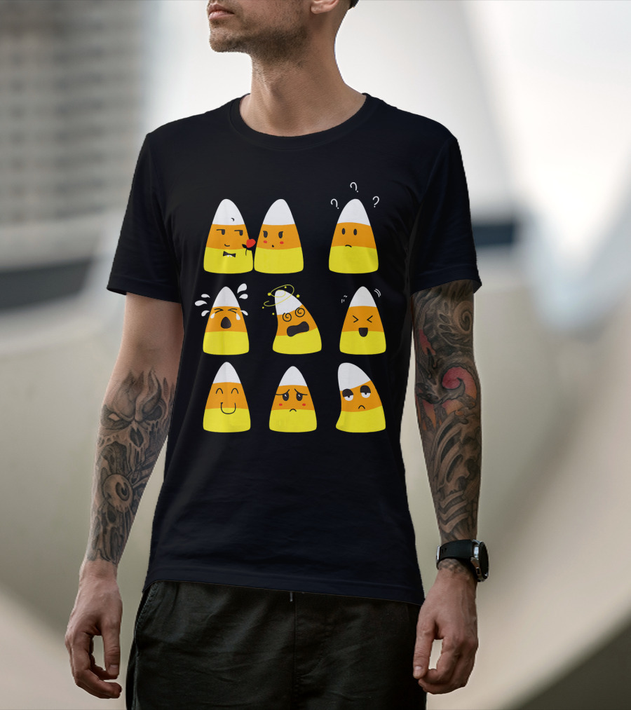 Candy Corn Emoticons Expressive Faces T-Shirt
