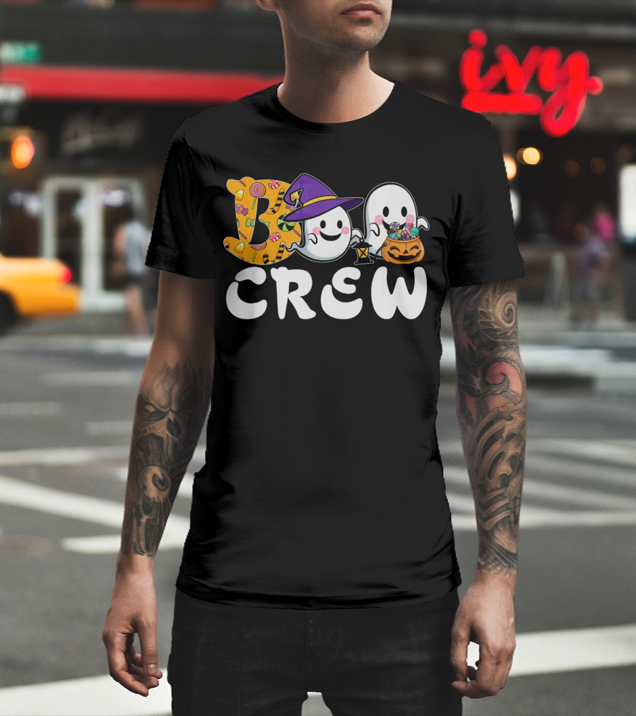 Boo Crew Halloween Witch Ghosts Candy Basket T-Shirt