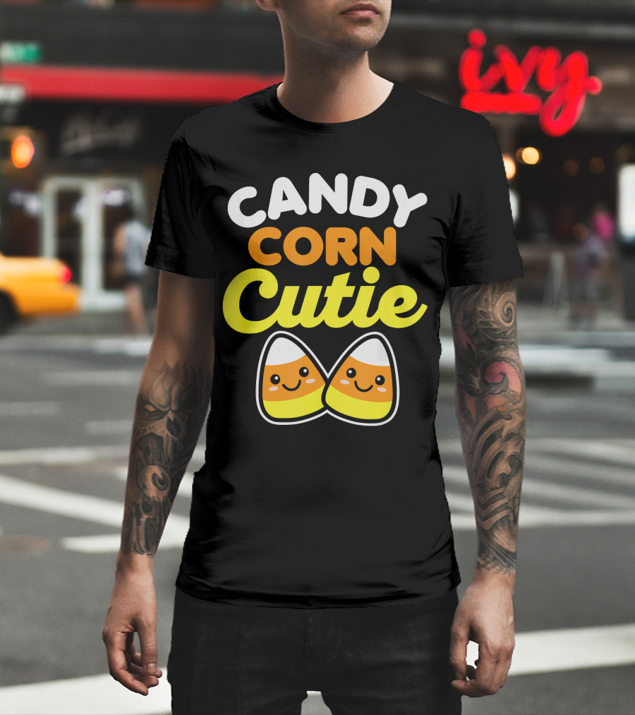 Candy Corn Cutie Halloween Smiling Kawaii Candy Corn Characters T-Shirt