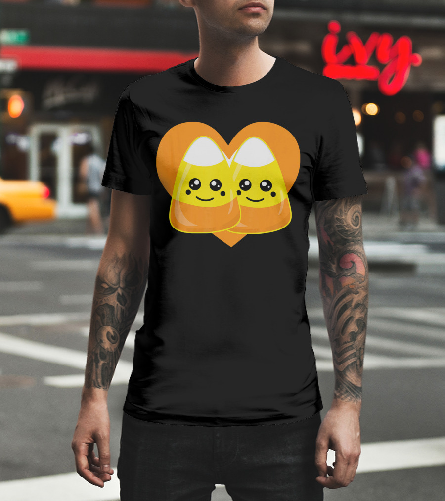 Love Candy Corn Cute Heart Kawaii Candy Corn Duo T-Shirt