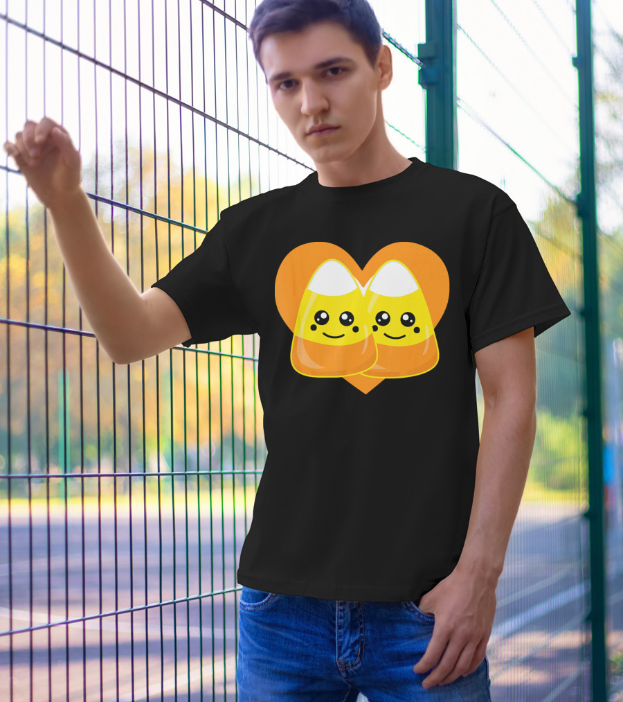 Love Candy Corn Cute Heart Kawaii Candy Corn Duo T-Shirt