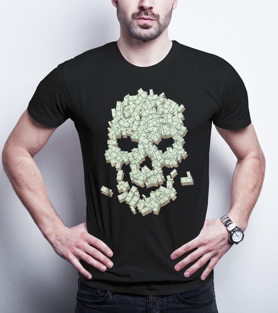 Dollar Skull Skeleton Money Stack T-Shirt