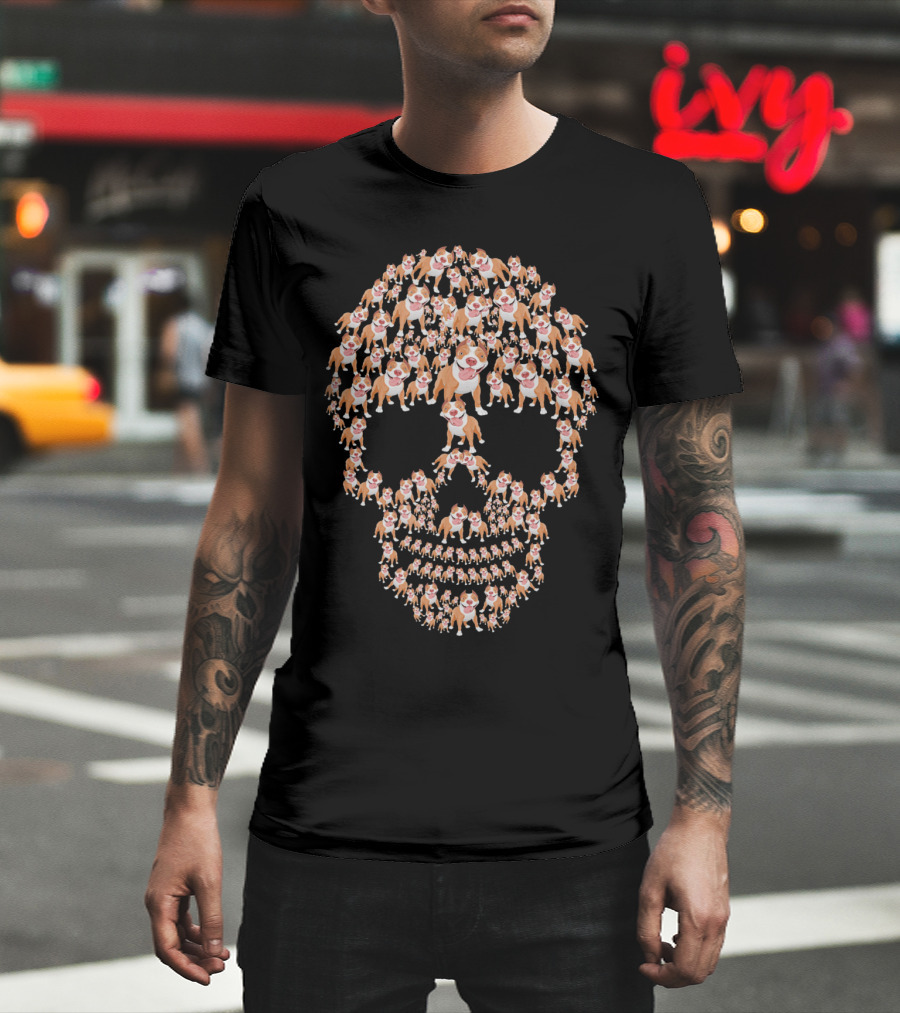 Pit Bull Skull Made Of Smiling Pit Bulls T-Shirt