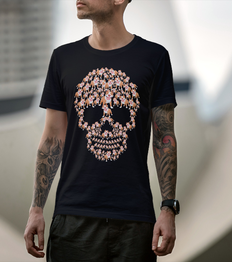 Pit Bull Skull Made Of Smiling Pit Bulls T-Shirt