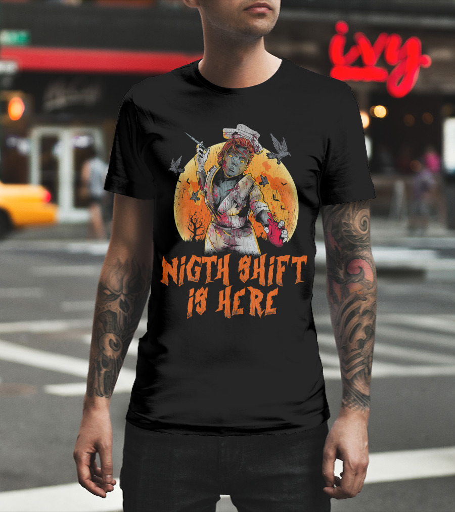 Night Shift Is Here Nurse Zombie Horror T-Shirt