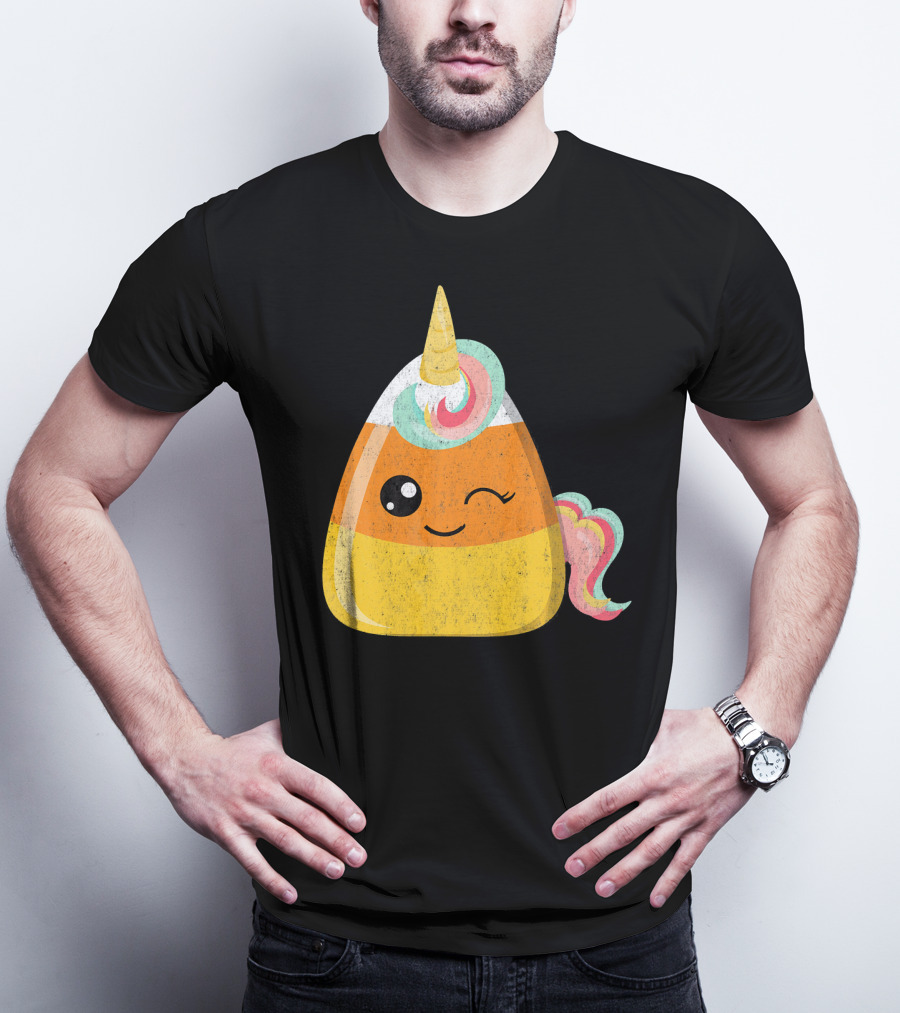 Candy Corn Unicorn Funny Halloween Candicorn T-Shirt