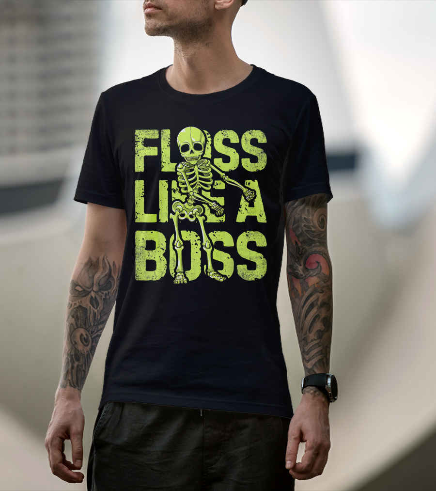 Floss Like A Boss Neon Skeleton Dance T-Shirt